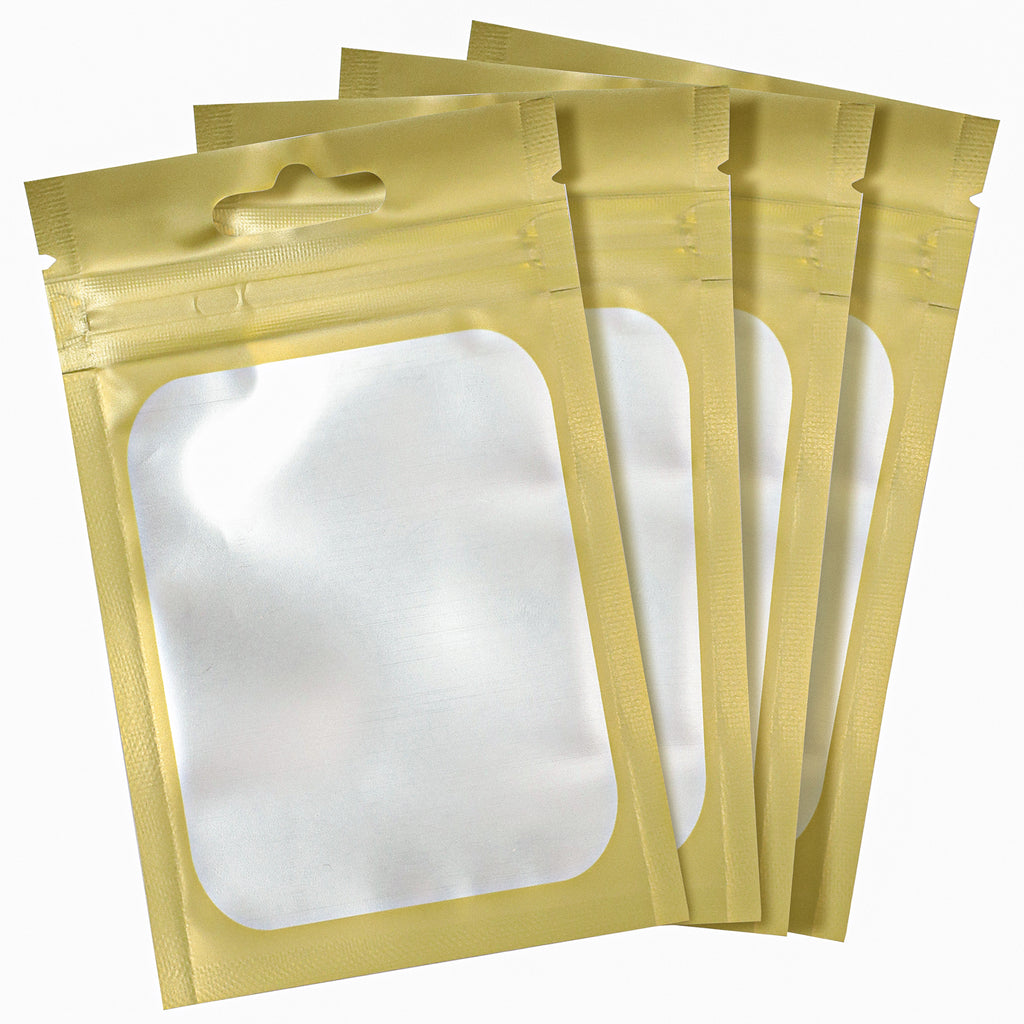 Gold Mylar Ziplock Bags with Clear Window 100 Pieces – Space Seal Packaging